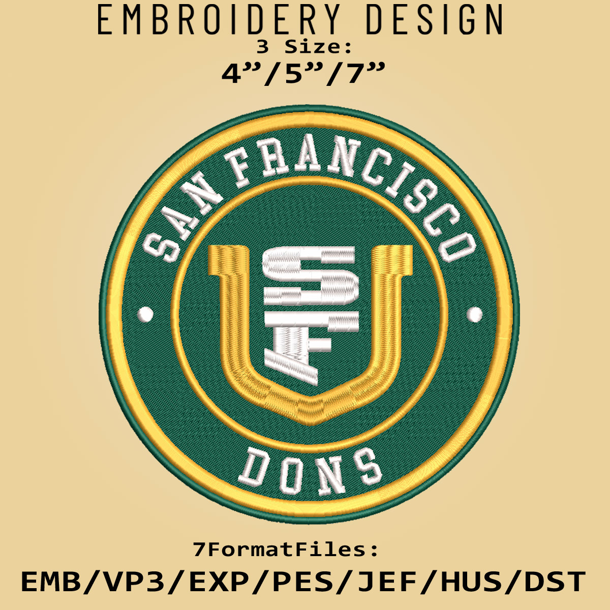 NCAA Logo San Francisco Dons, Embroidery design, Embroidery | Inspire ...