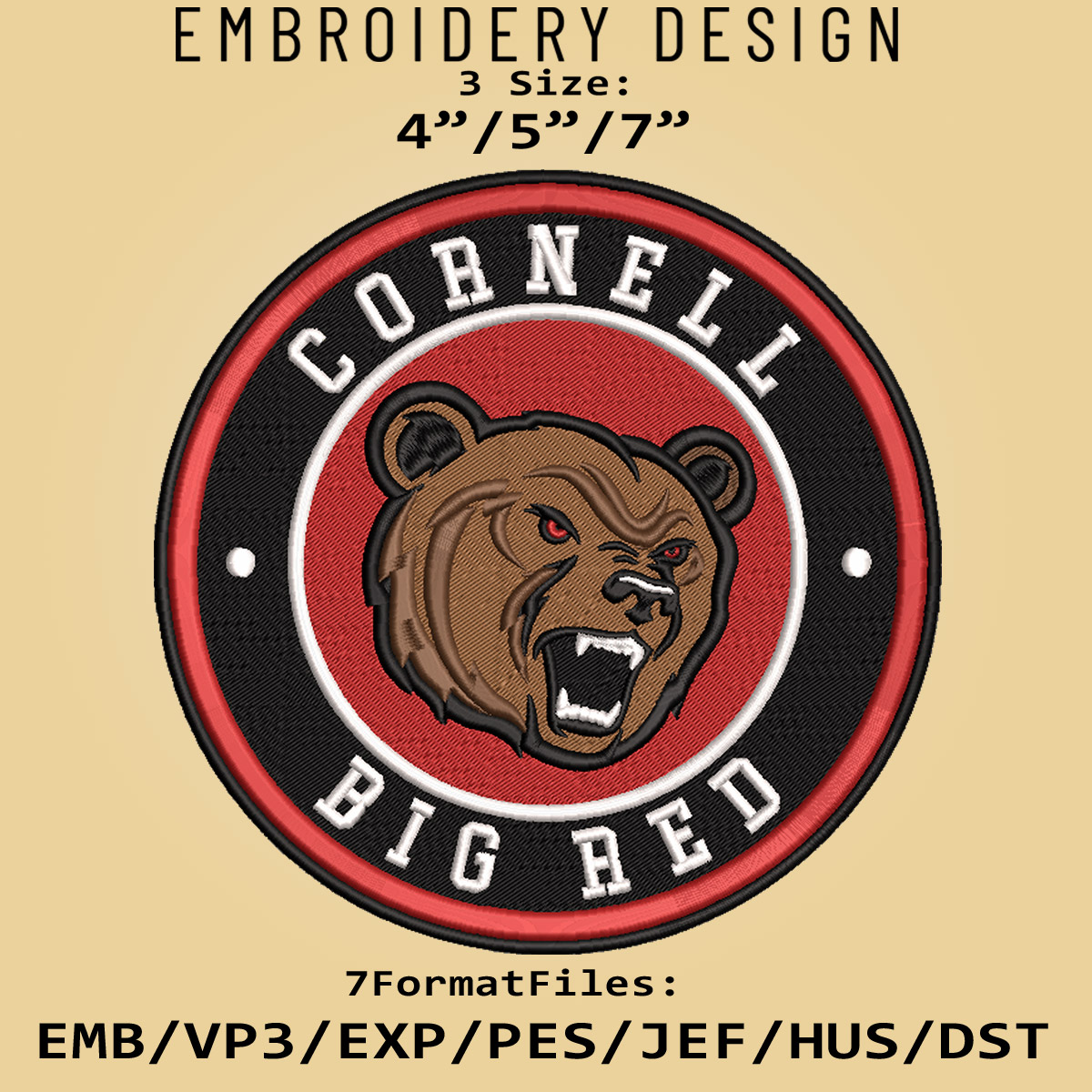 NCAA Logo Cornell Big Red, Embroidery design, Embroidery Fil | Inspire ...