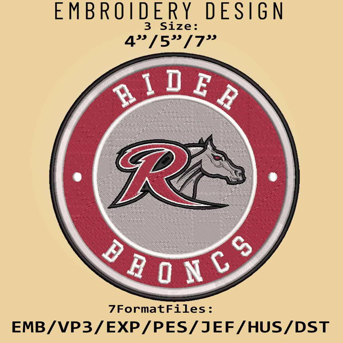 NCAA Logo Rider Broncs, Embroidery design, Embroidery Files, | Inspire ...