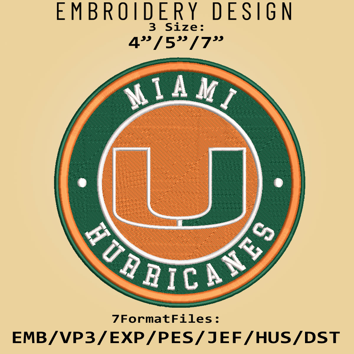 Miami Hurricanes Embroidery Design | Inspire Uplift