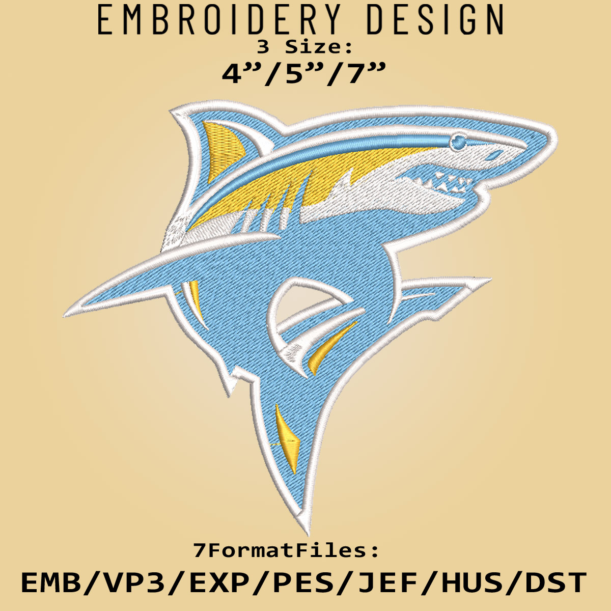 NCAA Logo Long Island University Sharks, Embroidery design, | Inspire ...