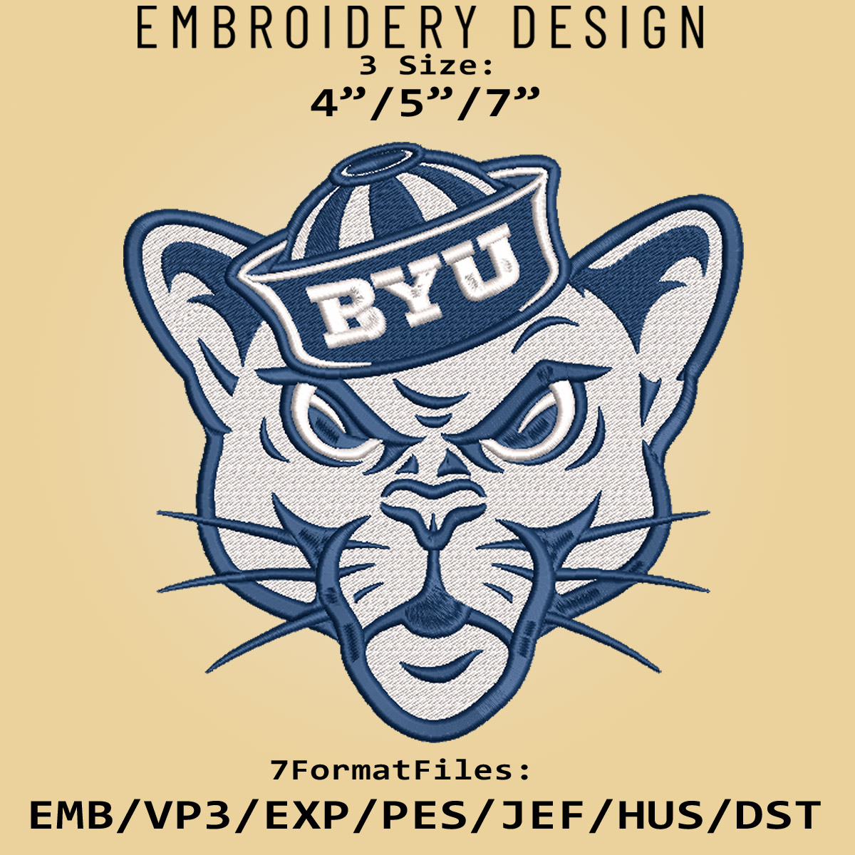 NCAA Logo BYU Cougars, Embroidery design, Embroidery Files, | Inspire ...