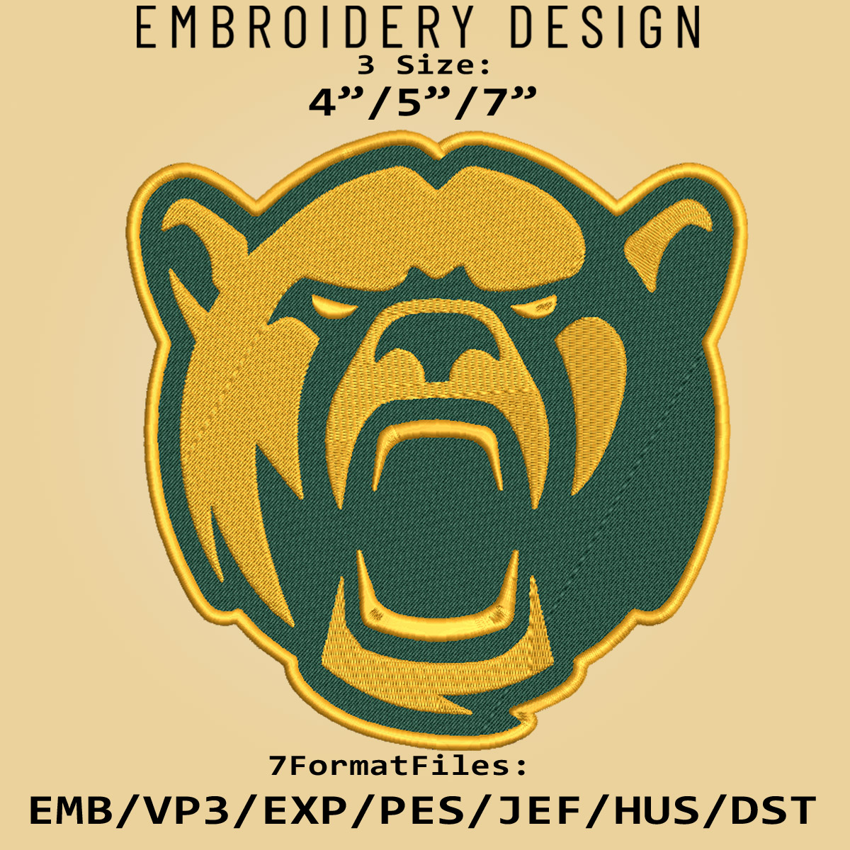 NCAA Logo Baylor Bears, Embroidery design, Embroidery Files, | Inspire Uplift