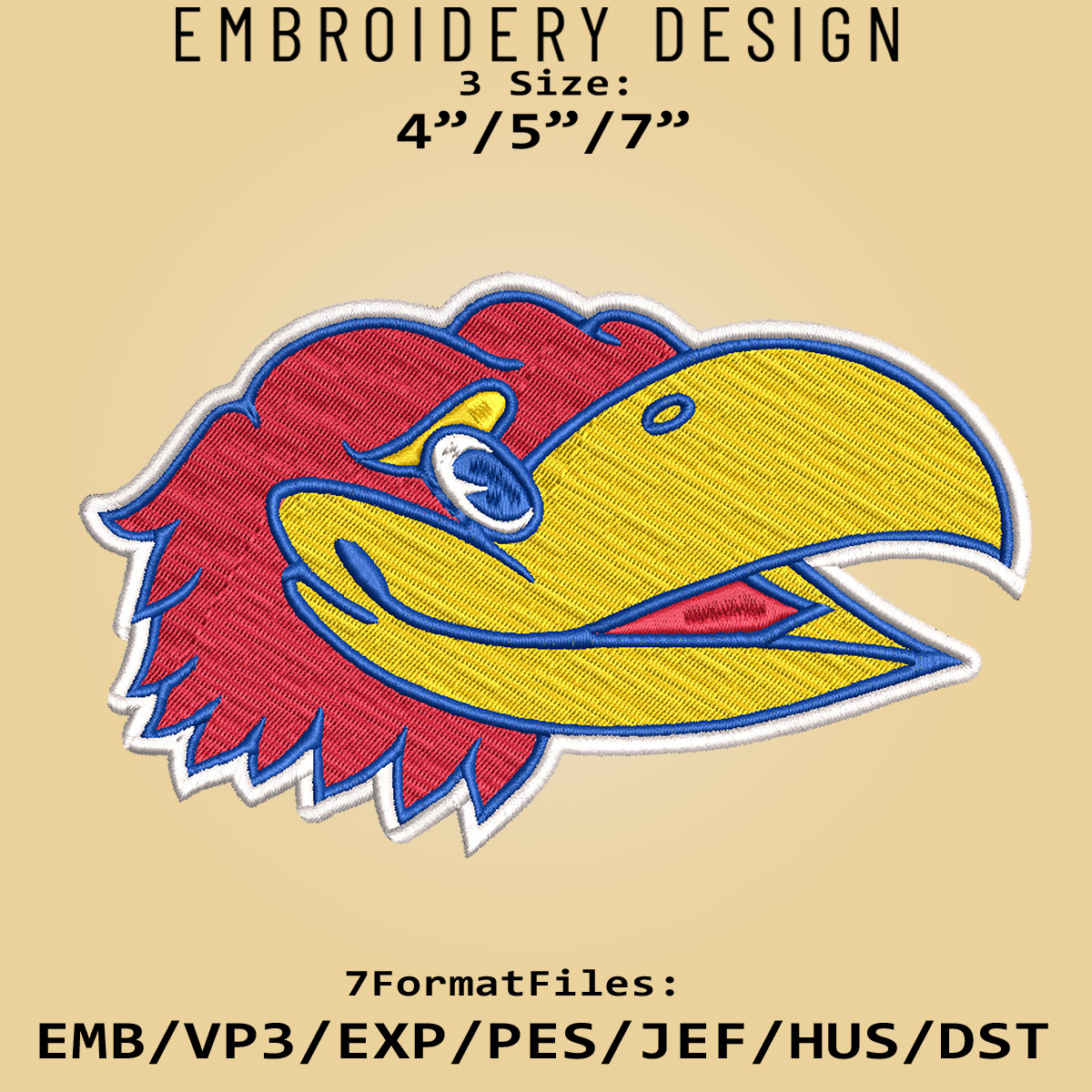 NCAA Logo Kansas Jayhawks, Embroidery design, Embroidery Fil | Inspire ...