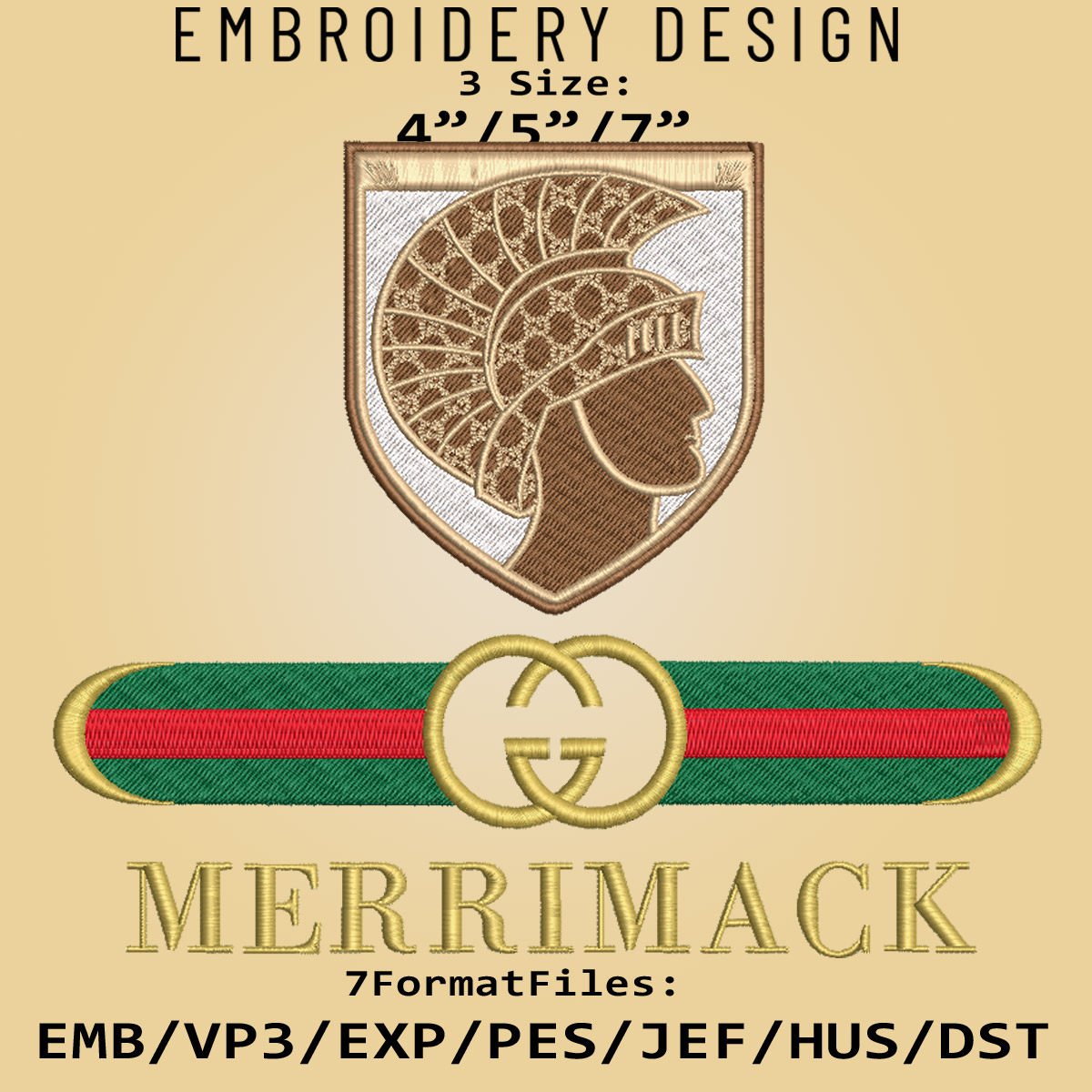 NCAA Logo Merrimack Warriors Embroidery design, Embroidery F | Inspire ...