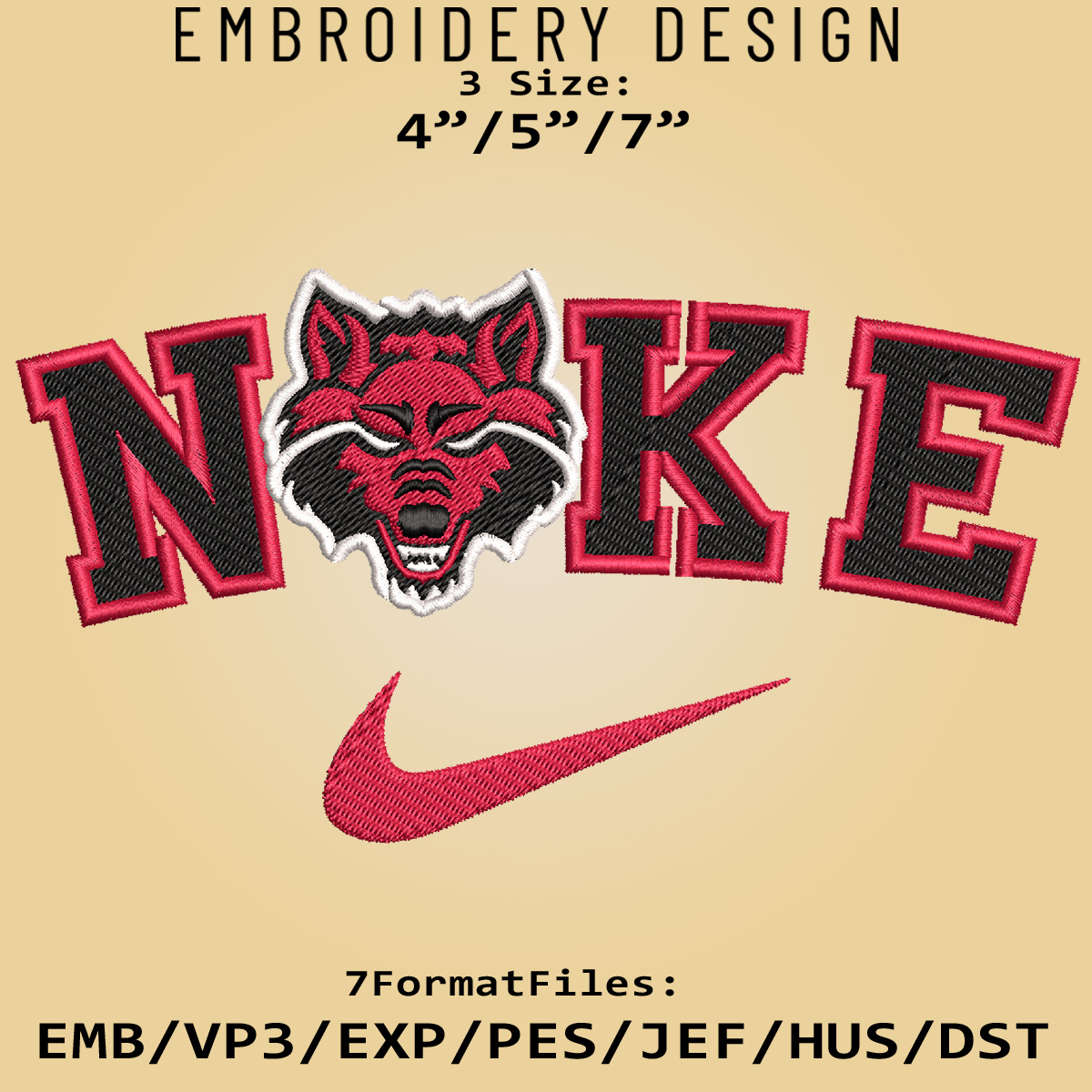 NCAA Logo Nike Arkansas State Red Wolves Embroidery design, | Inspire ...