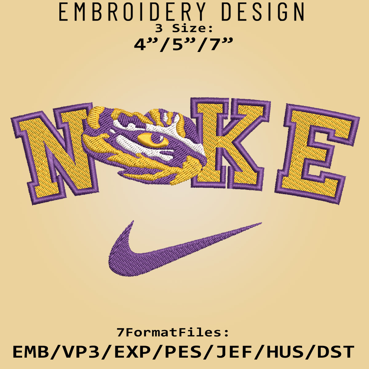 NCAA Logo Nike LSU Tigers Embroidery design, Embroidery File | Inspire ...