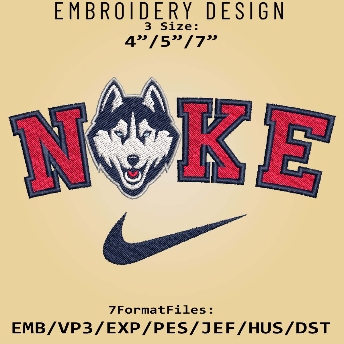 NCAA Logo N.ike UConn Huskies Embroidery design, Embroidery | Inspire ...