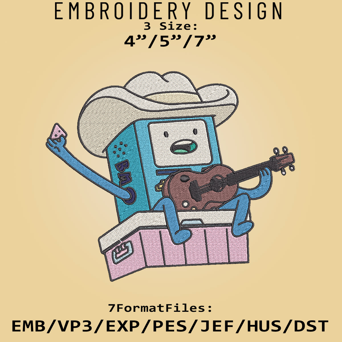 Cowboy BMO Embroidery Files, Adventure Time, Cartoon Inspire | Inspire ...