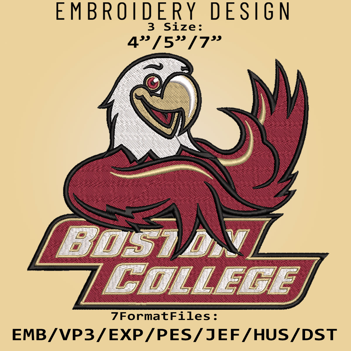NCAA Boston College Eagles Logo, Embroidery design, NCAA Bos | Inspire ...