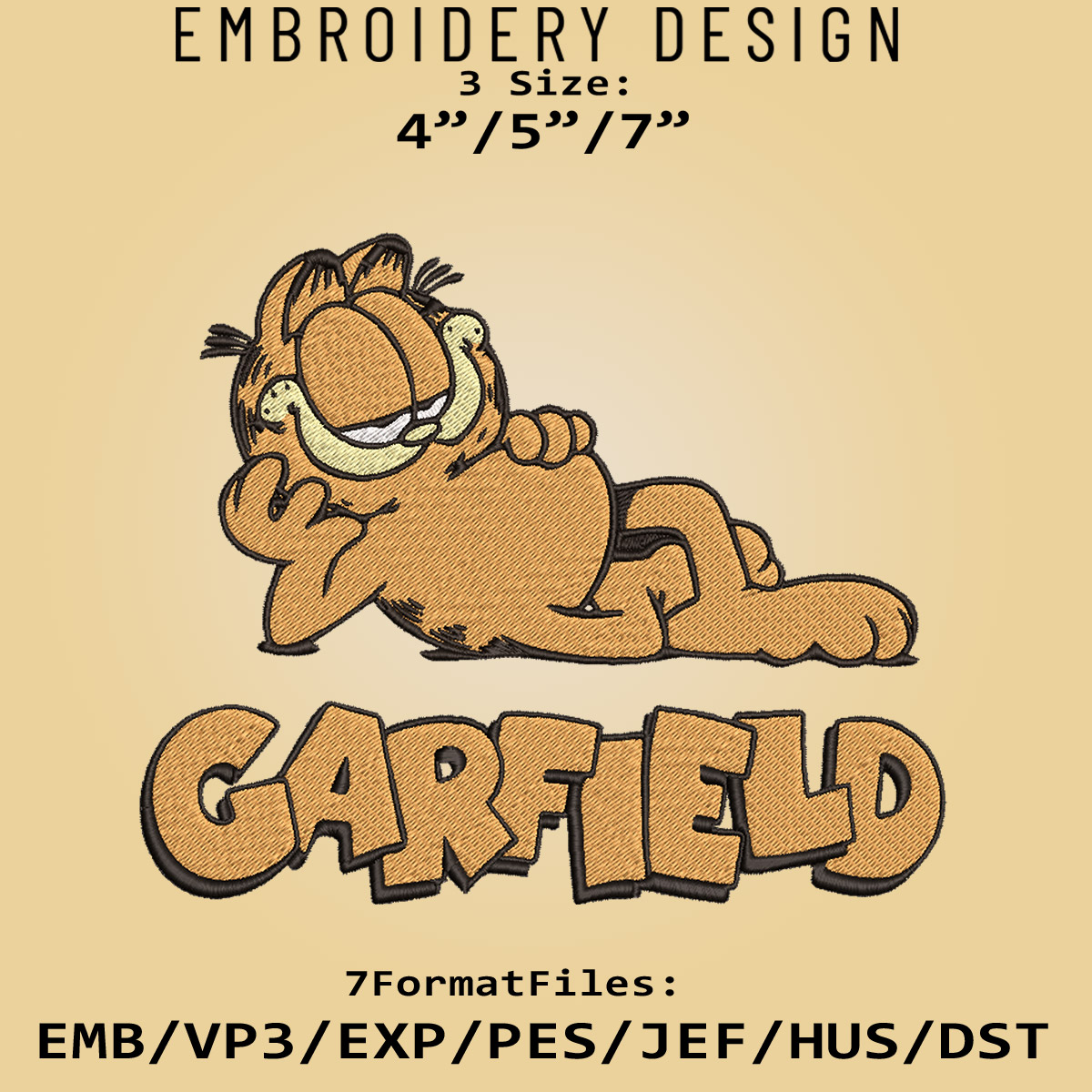Garfield Embroidery Files, Garfield Cartoon Inspired Embroid | Inspire ...