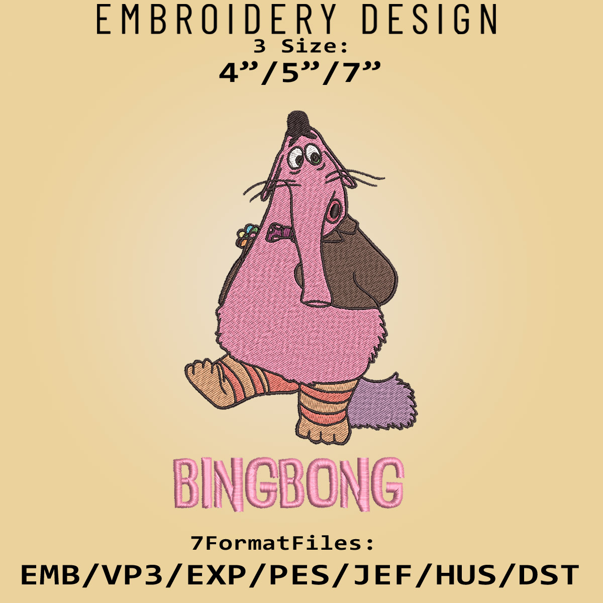 Bing Bong Inside Out Embroidery Files, Inside Out, Movie Ins | Inspire ...