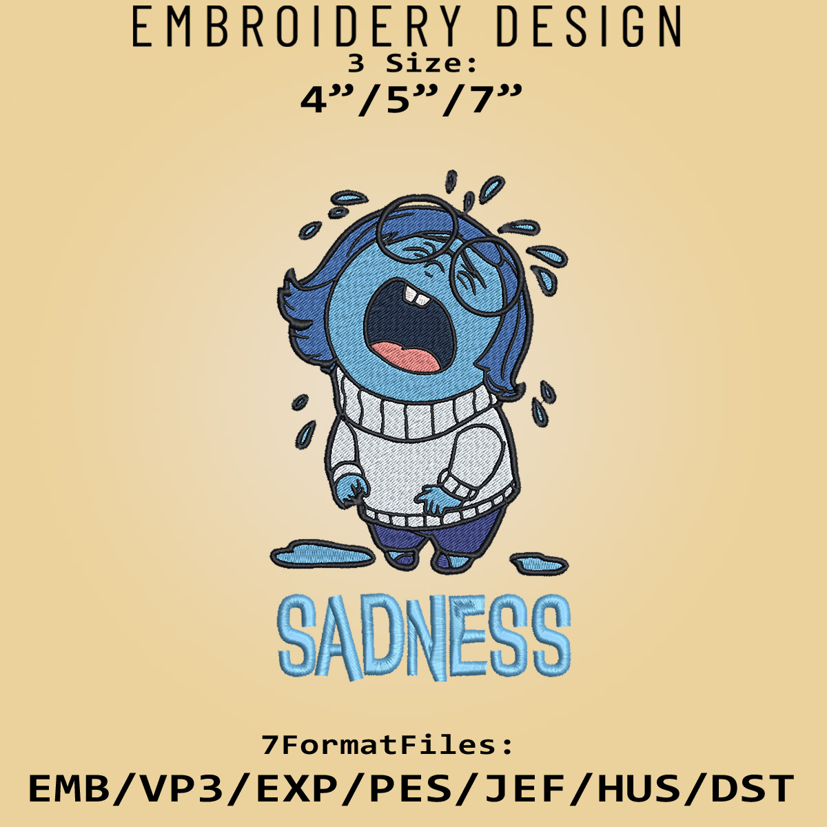 Inside Out Sadness Embroidery Files, Inside Out, Movie Inspi | Inspire ...
