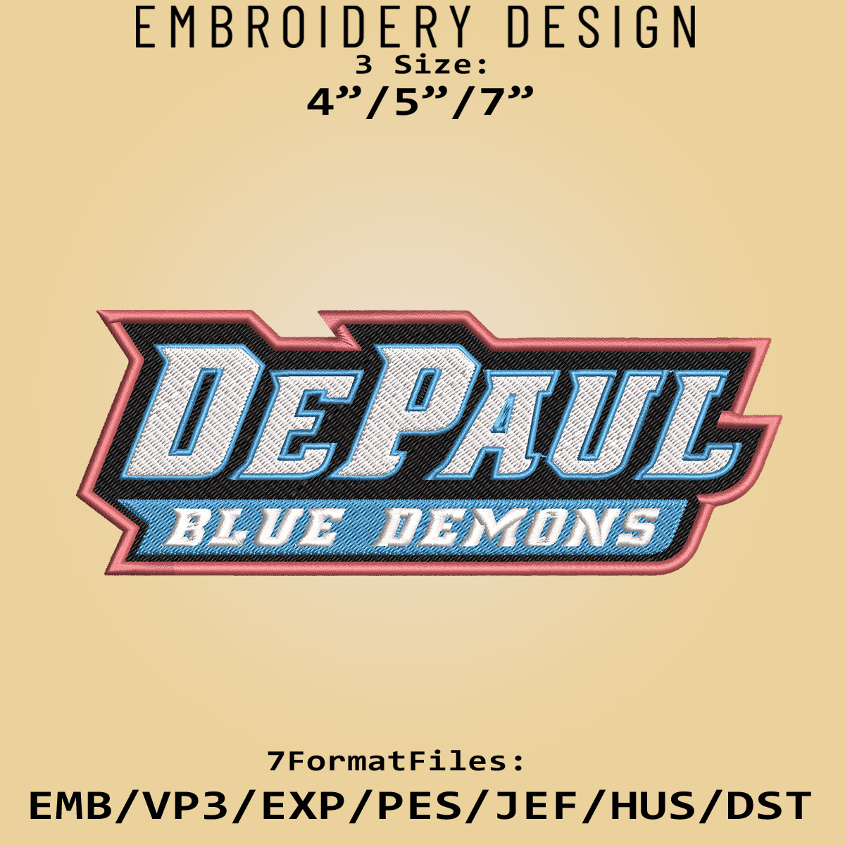 NCAA DePaul Blue Demons Logo, Embroidery design, DePaul Blue | Inspire ...