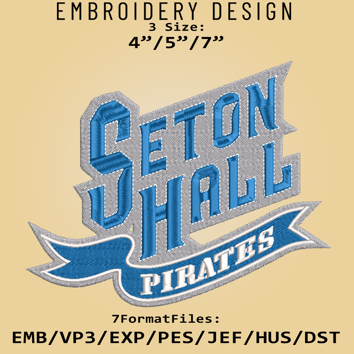 Seton Hall Pirates NCAA Logo, Embroidery design, Seton Hall | Inspire ...