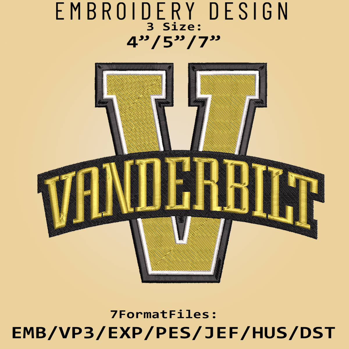 NCAA Vanderbilt Commodores Logo, Embroidery design, NCAA Van | Inspire ...