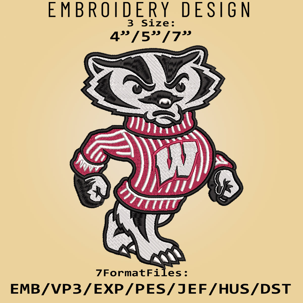 Wisconsin Badgers NCAA Logo, Embroidery design, Wisconsin Ba | Inspire ...
