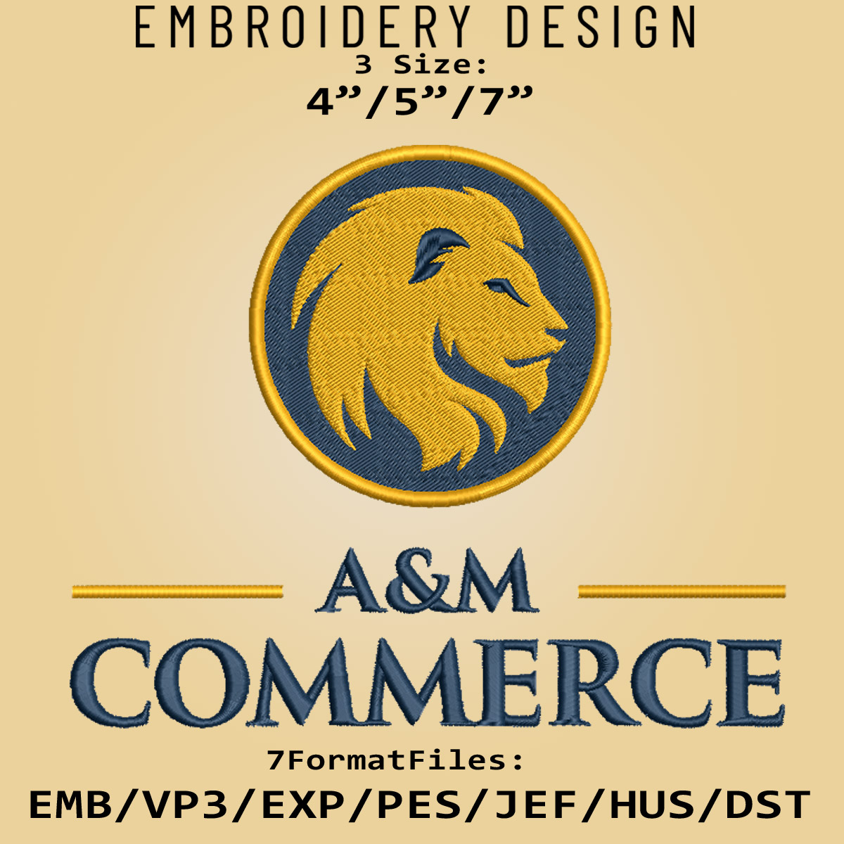 NCAA Texas A&M-Commerce Lions Logo, Embroidery design, Texas | Inspire ...