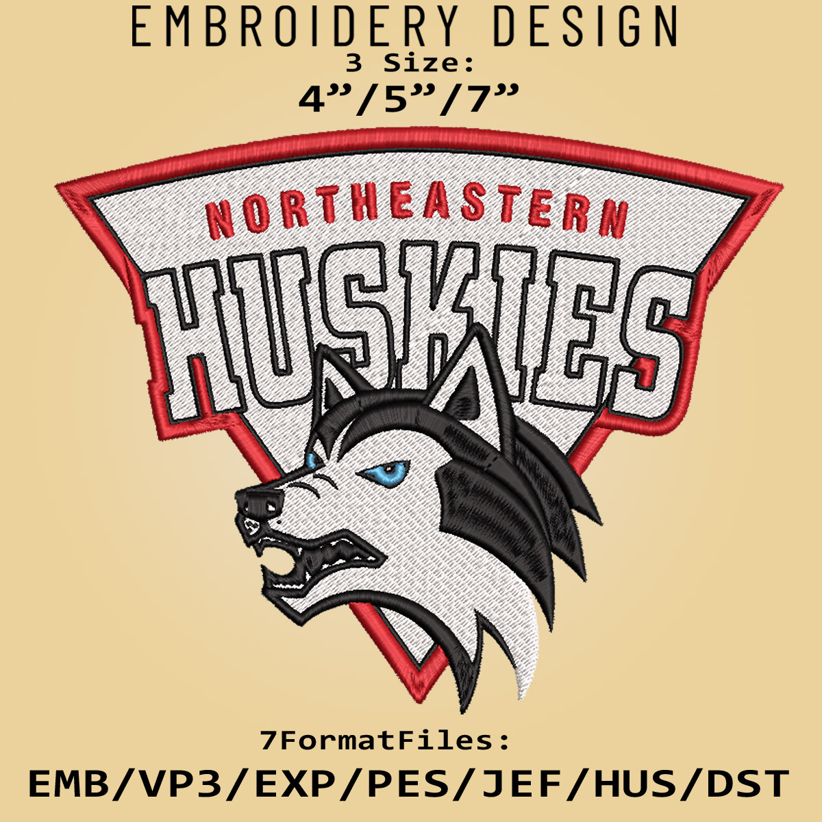 NCAA Northeastern Huskies Logo, Embroidery design, NCAA Nort | Inspire ...