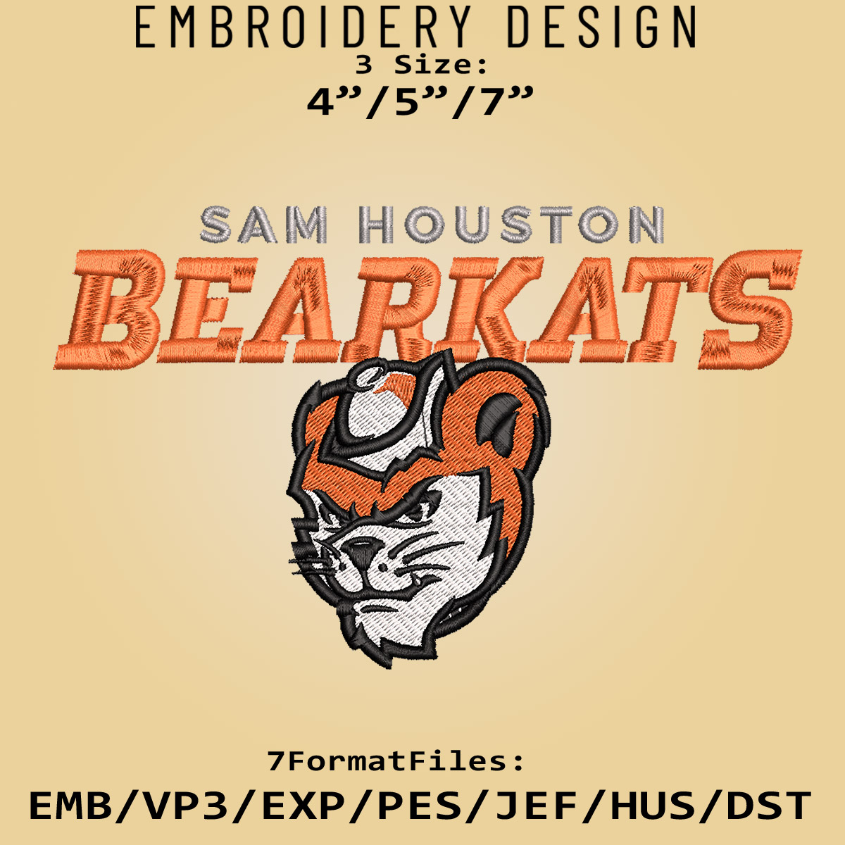 NCAA Sam Houston Bearkats Logo, Embroidery design, NCAA Sam | Inspire ...