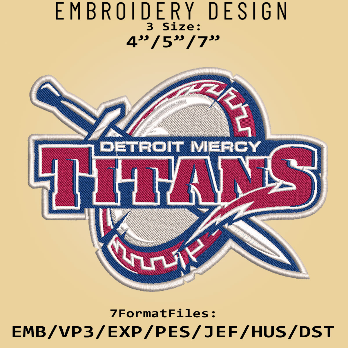 NCAA Detroit Mercy Titans Logo, Embroidery design, Detroit M | Inspire ...