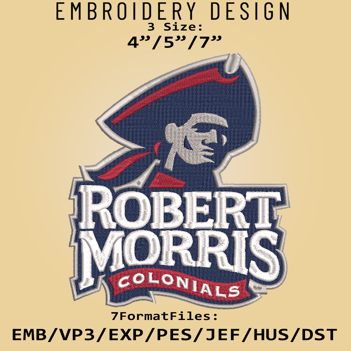 Robert Morris Colonials NCAA Logo, Embroidery design, NCAA R | Inspire ...