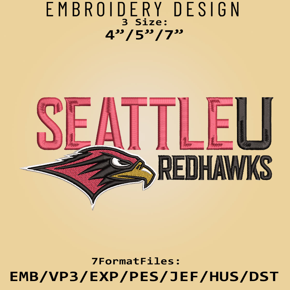 Seattle U Redhawks NCAA Logo, Embroidery design, Seattle U R | Inspire ...