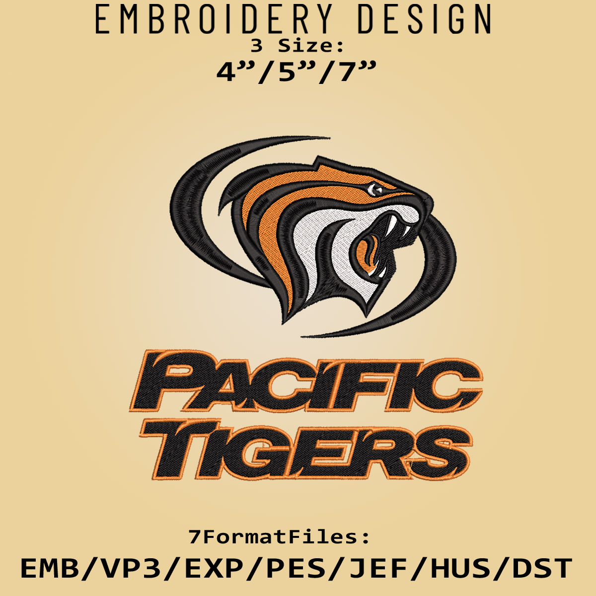 Pacific Tigers NCAA Logo, Embroidery design, NCAA Pacific Ti | Inspire ...
