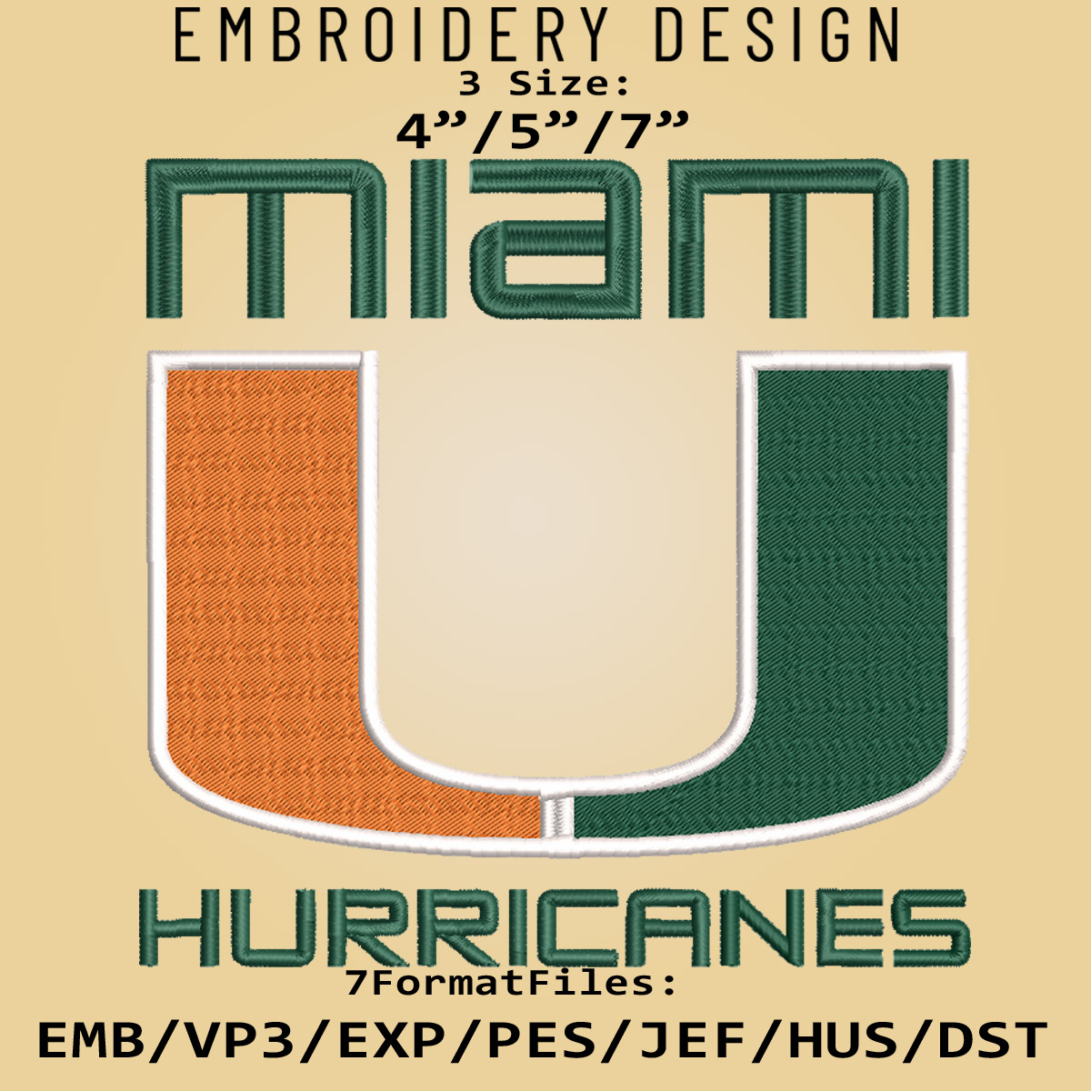 Miami Hurricanes Logo NCAA, Embroidery design NCAA, NCAA Mia | Inspire ...