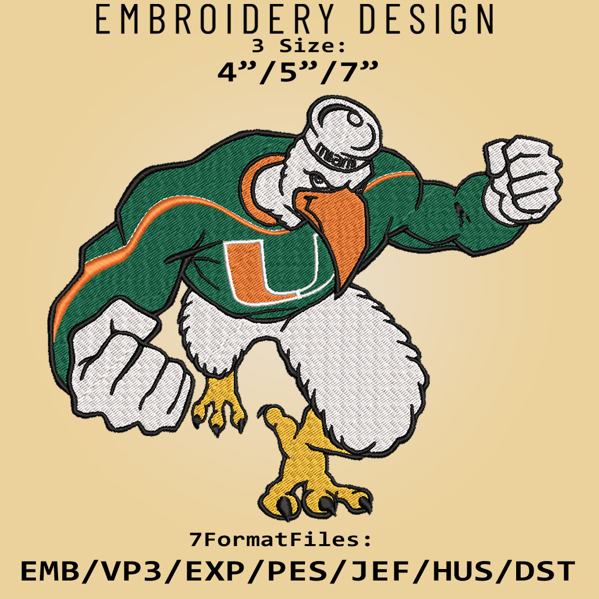 NCAA Miami Hurricanes Logo, Embroidery design NCAA, NCAA Mia | Inspire ...