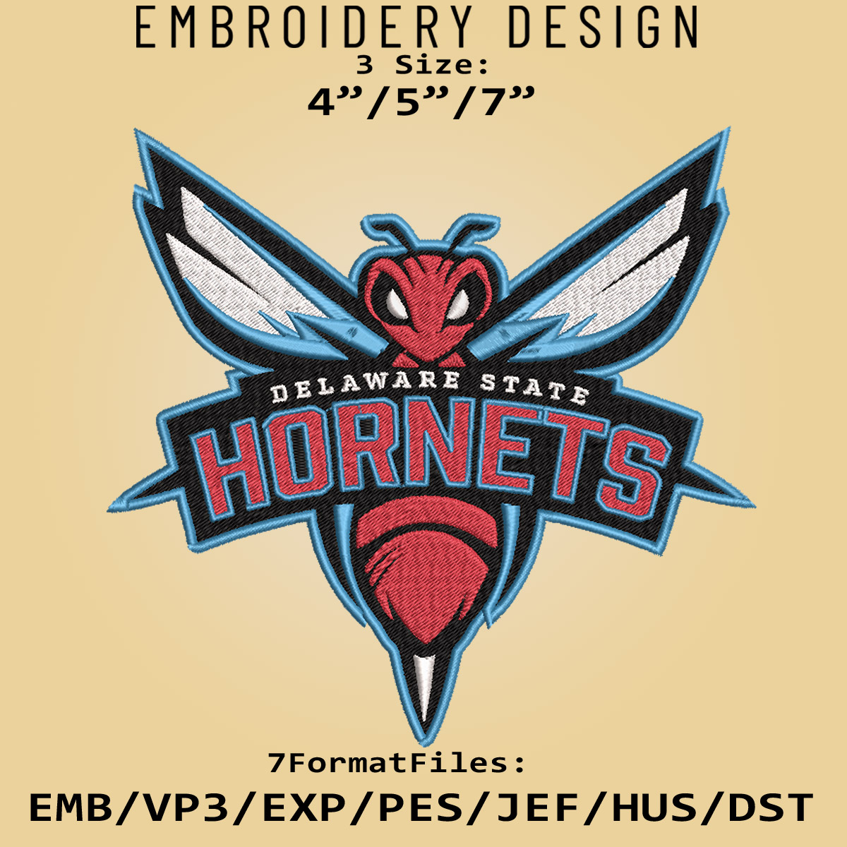 Delaware State Hornets Logo, NCAA Embroidery design, Delawar | Inspire ...