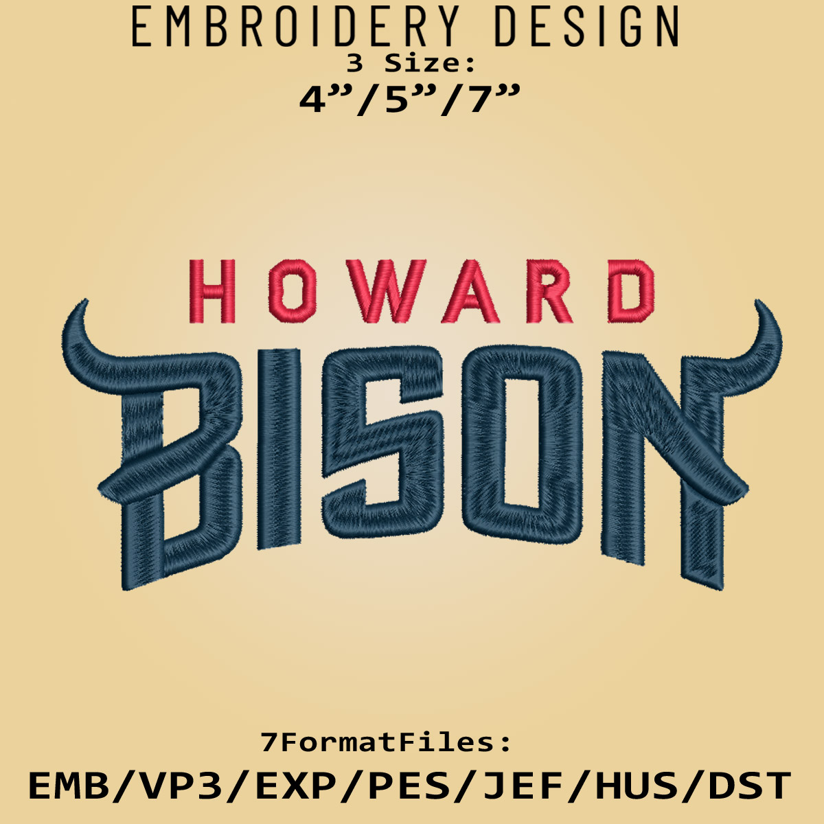 NCAA Howard Bison Logo, Embroidery design, NCAA Howard Bison | Inspire ...