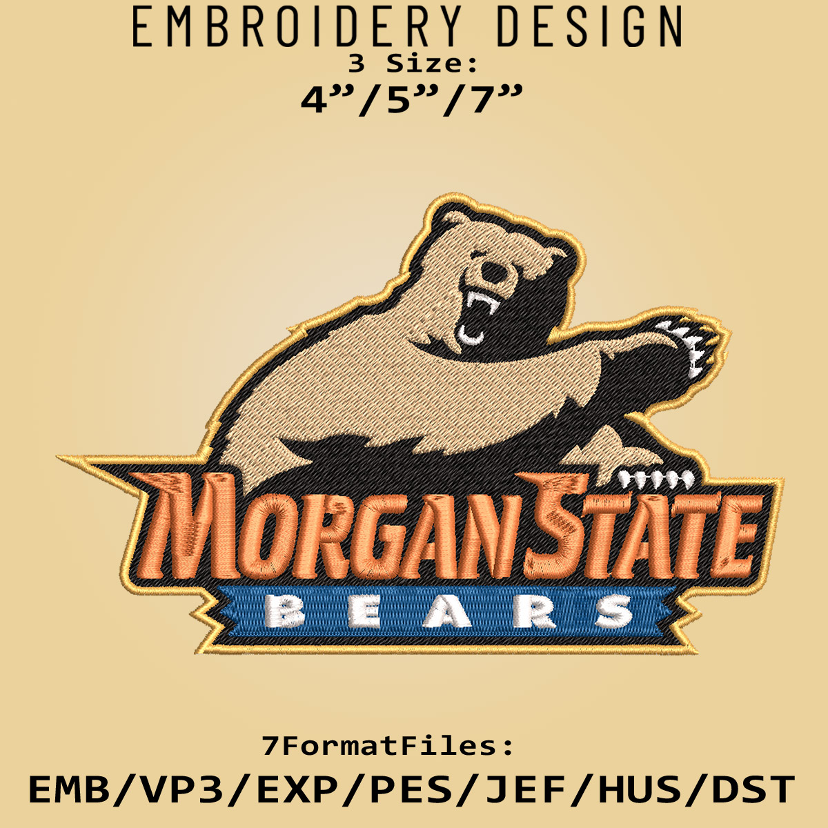 Morgan State Bears NCAA Logo, Embroidery design, Morgan Stat | Inspire ...