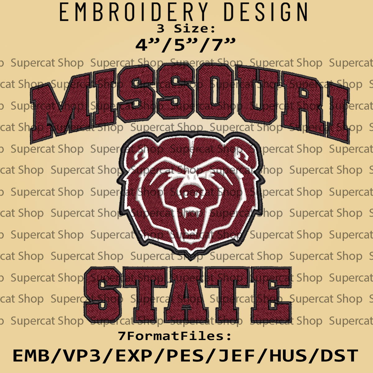 NCAA Missouri State Bears Logo, Embroidery design NCAA, Miss | Inspire ...