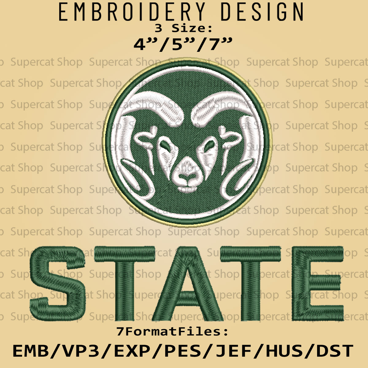 NCAA Colorado State Rams Logo, NCAA Embroidery design, Color | Inspire ...