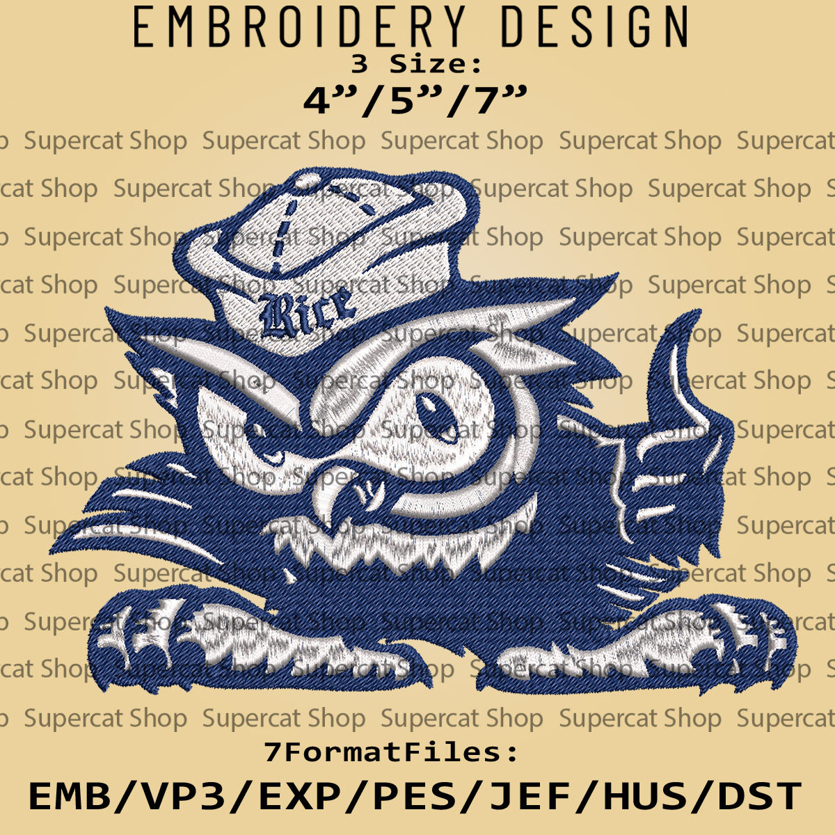 Rice Owls NCAA Logo, Embroidery design, Rice Owls NCAA, Embr | Inspire ...