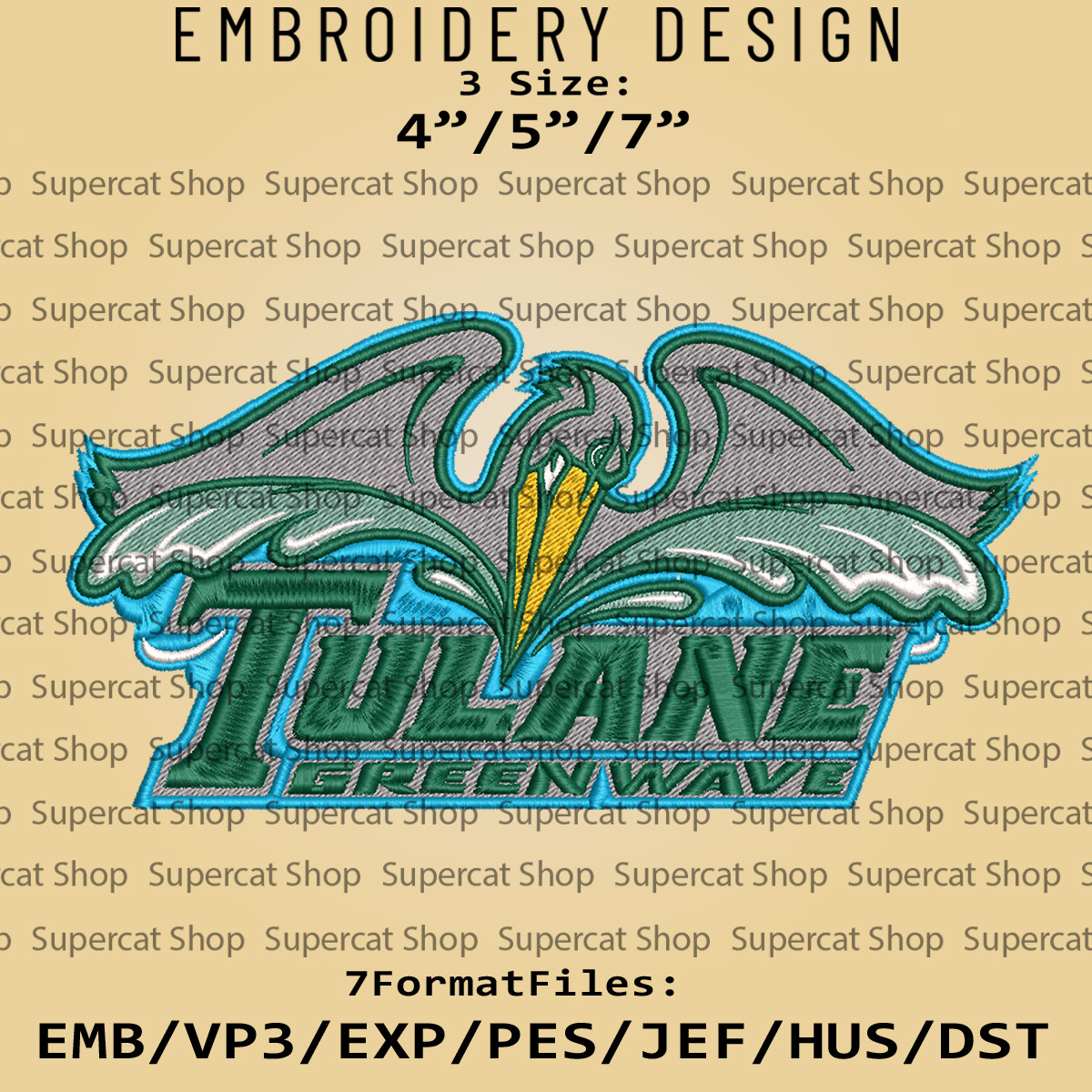 Tulane Green Wave NCAA Logo, NCAA Embroidery design, Tulane | Inspire ...
