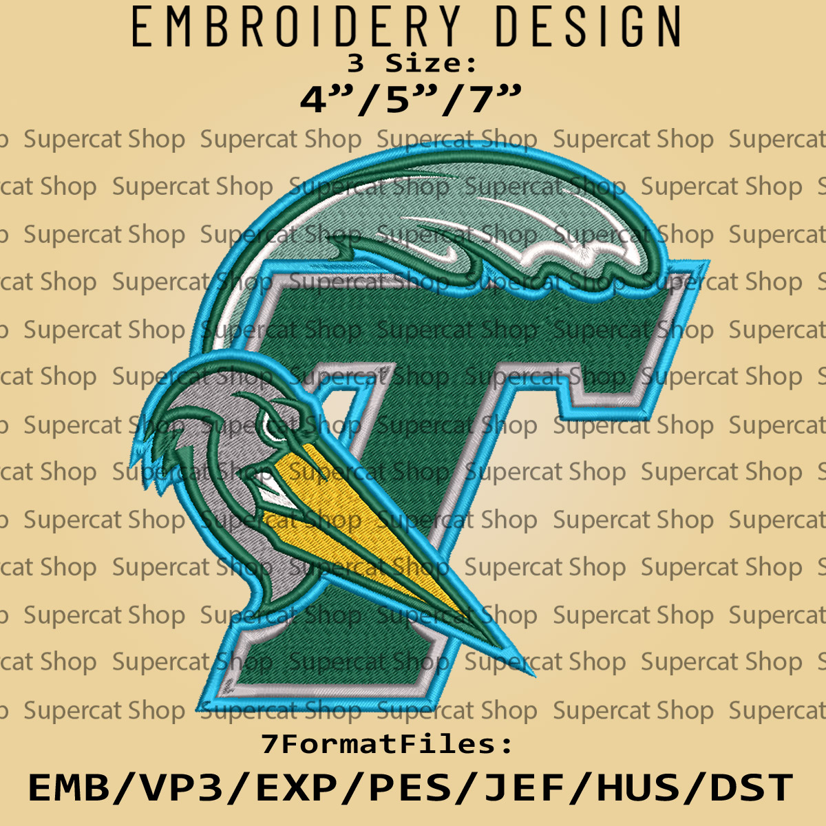 Tulane Green Wave NCAA Logo, Embroidery design, Tulane Green | Inspire ...
