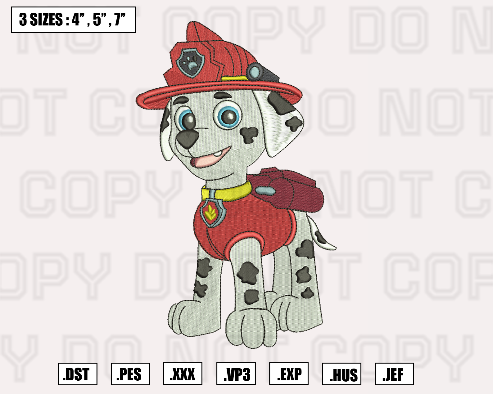 Marshall Paw Patrol Cartoon Embroidery Design, Machine Embro | Inspire ...