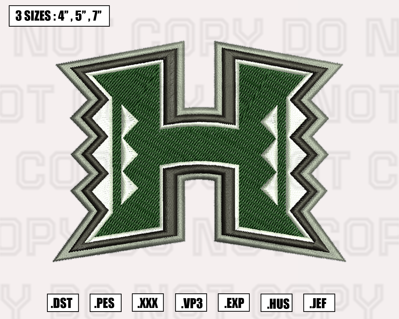 Hawaii Warriors Logo Embroidery Design,NCAA Embroidery Desig - Inspire ...