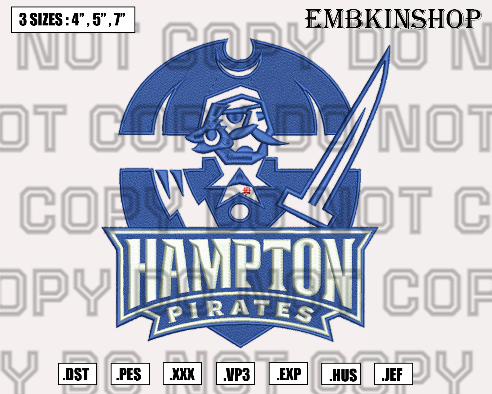Hampton Pirates Logo Embroidery Design, Men's Basketball Tea - Inspire ...
