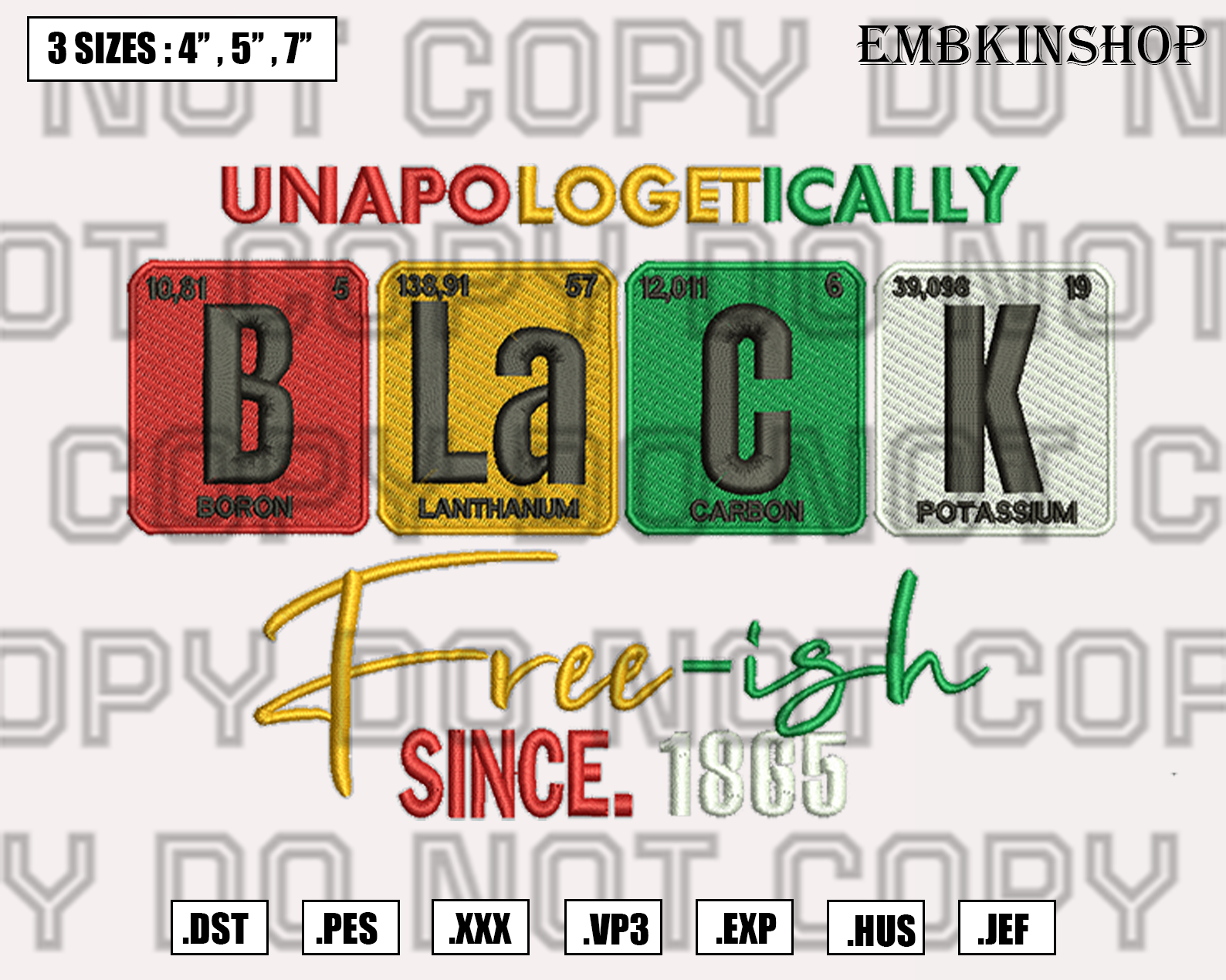 Juneteenth Periodic Table Embroidery Design, Unapologeticall | Inspire ...