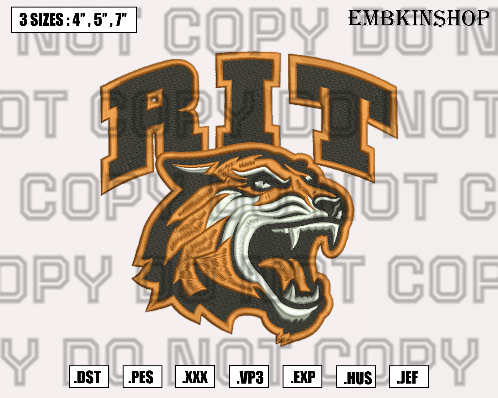 RIT Tigers Logo Embroidery Design,NCAA Embroidery Design,NCA | Inspire ...