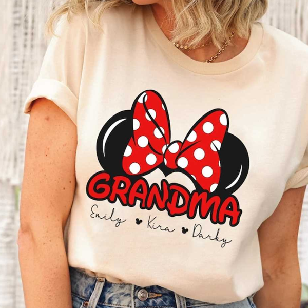 Custom Grandma Minnie Mouse Ears with Bow Shirt / Disney Gra | Inspire ...