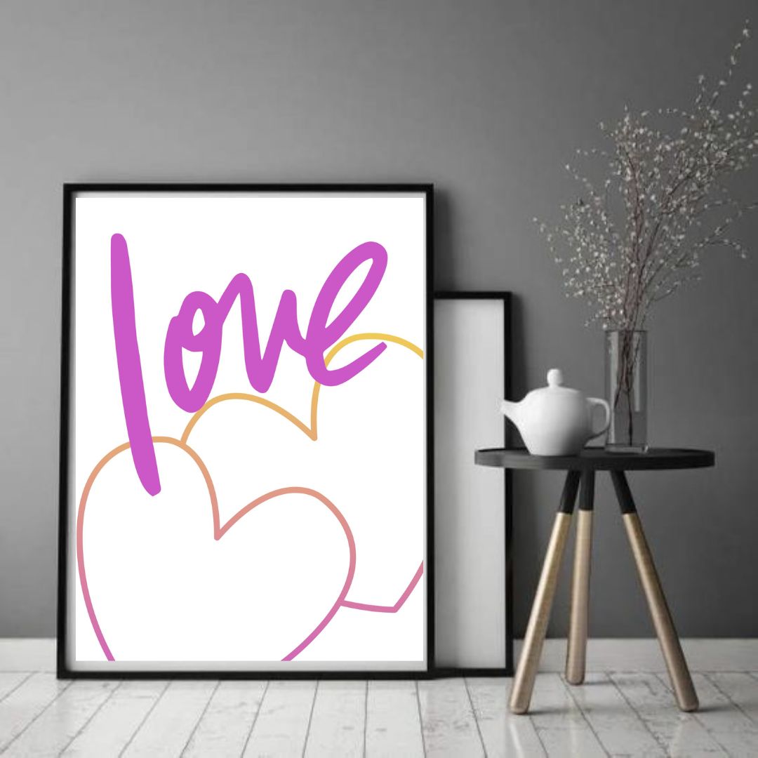 Love Poster Printable Wall Art Hearts Purple Print Minimalis | Inspire ...