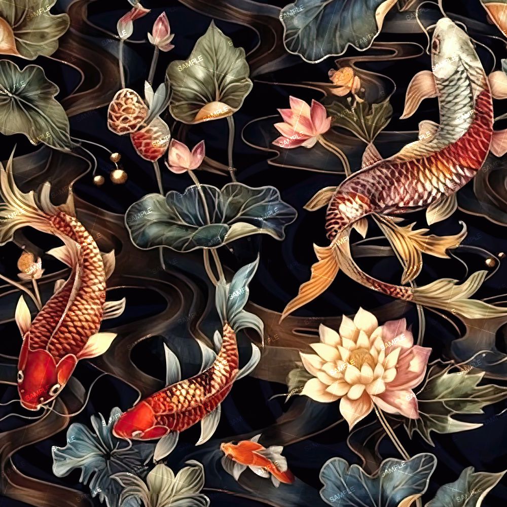 Koi Painting 24 Tileable Repeating Pattern | Inspire Uplift