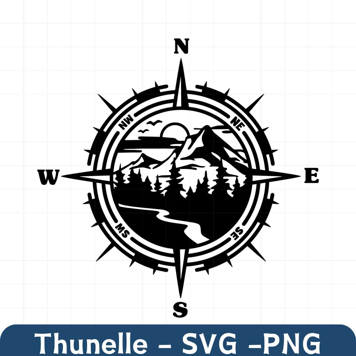 Hiking Compass SVG | Mountains SVG | Forest SVG | River Svg | Inspire ...