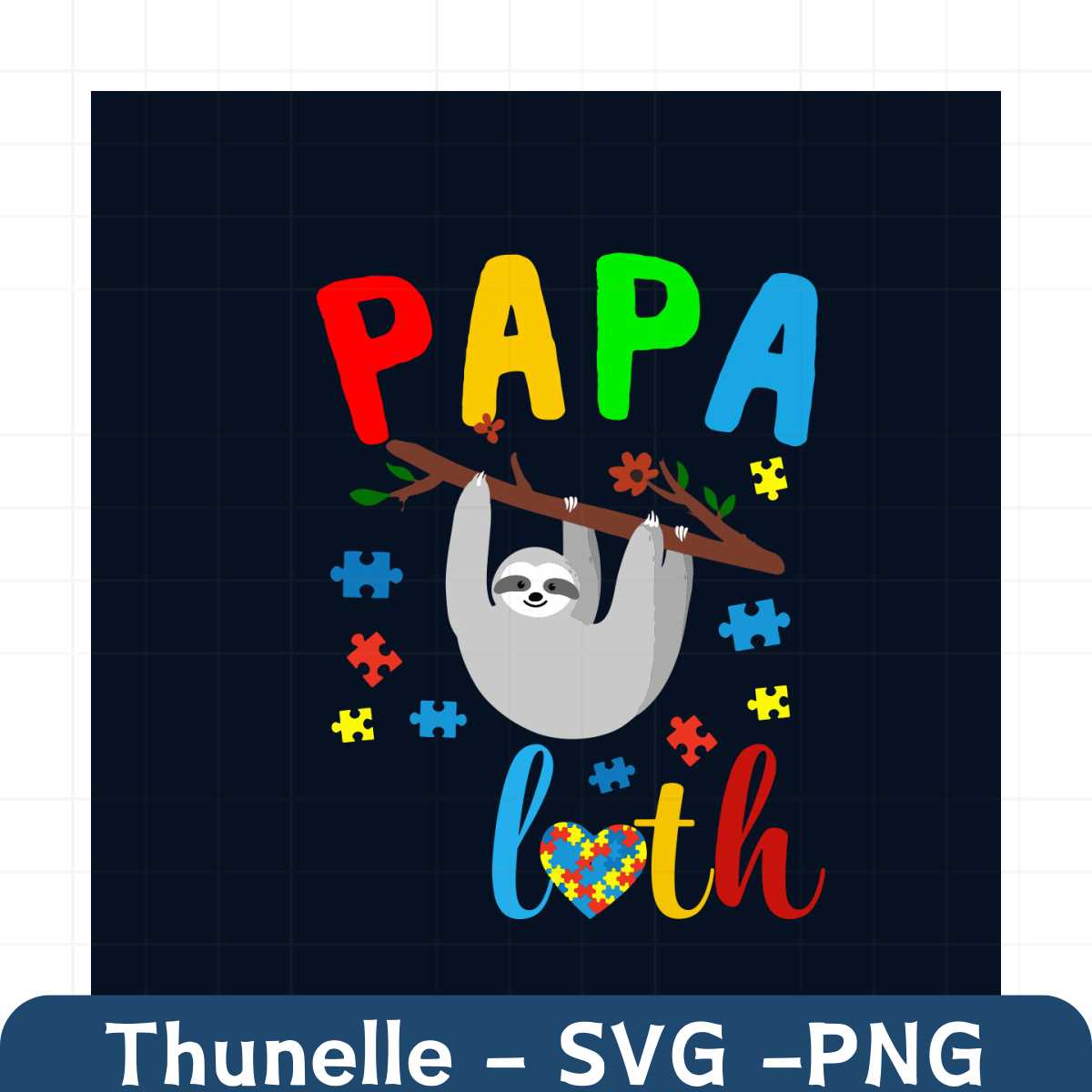 Hearts Autistic Papa Sloth Autism Awareness Svg, Autism Svg, | Inspire ...
