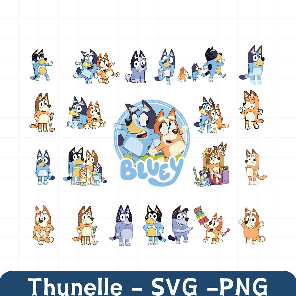 Bluey Family Bluey Cartoon Bundle SVG Cutting Digital File | Inspire Uplift