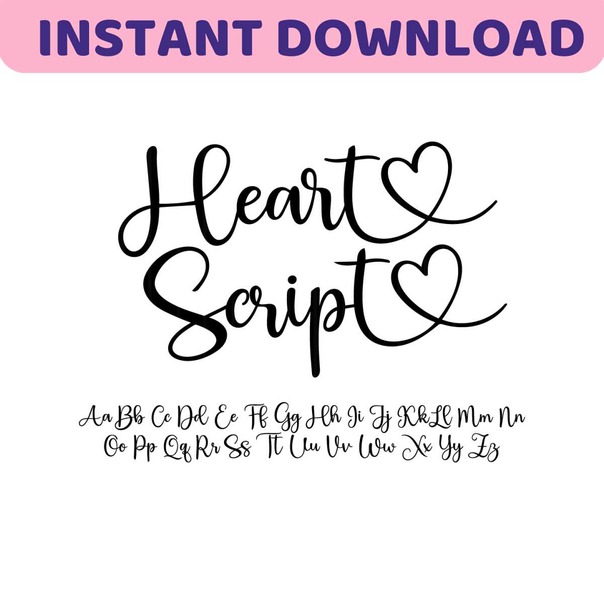 Heart Script Font, Script Font, Font with Hearts, Font with | Inspire ...